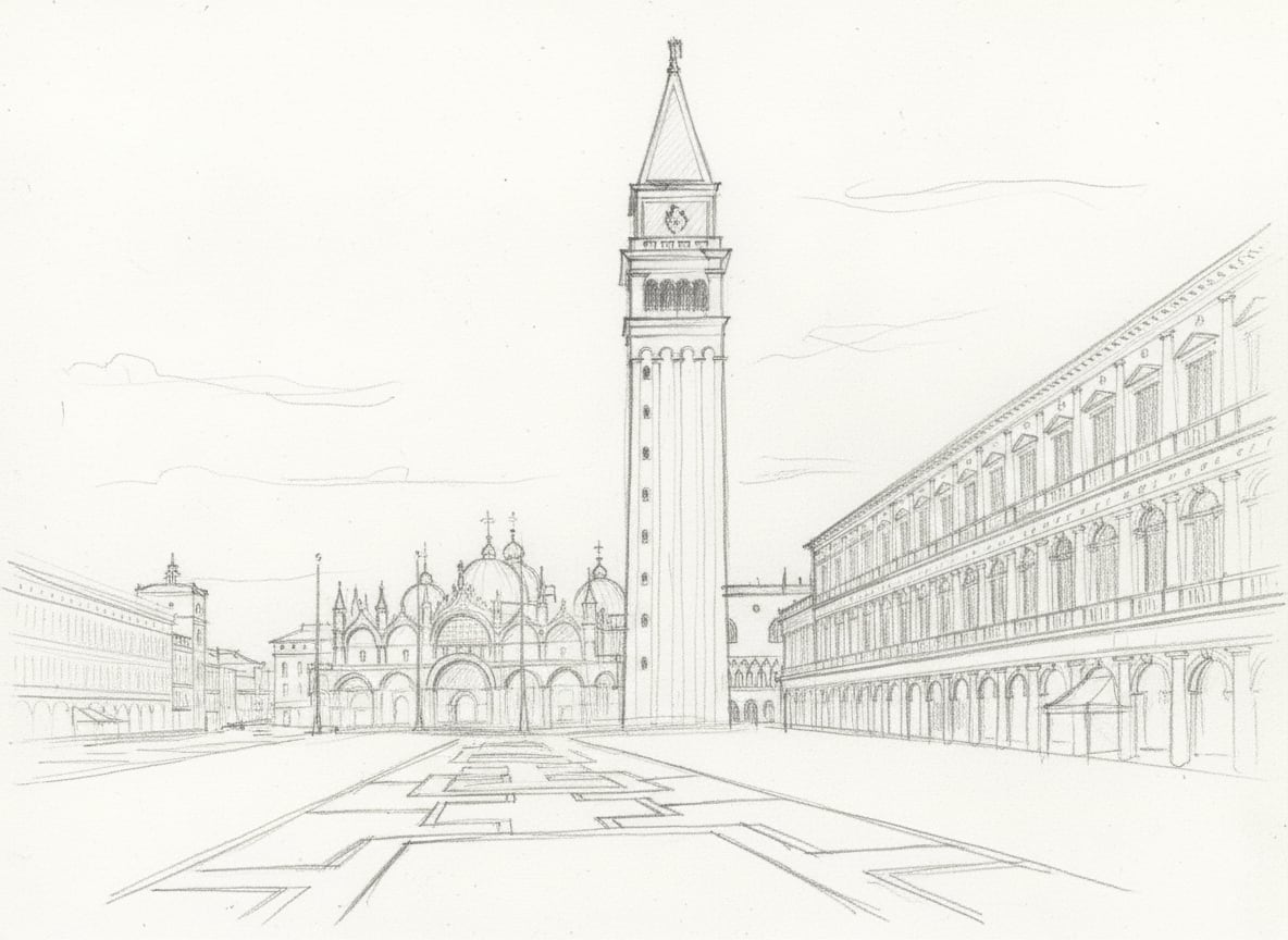 Draw St. Mark’s Square: Reference Photo, Sketch & Watercolor - Draw'n'Joy