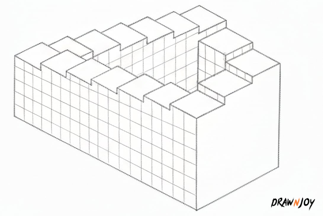 Draw Endless Stairs: Reference Photo & Sketch - Draw'n'Joy
